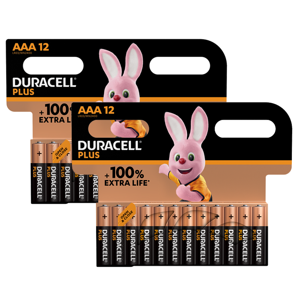 Duracell Plus AAA LR03 Batteries | 24 Pack
