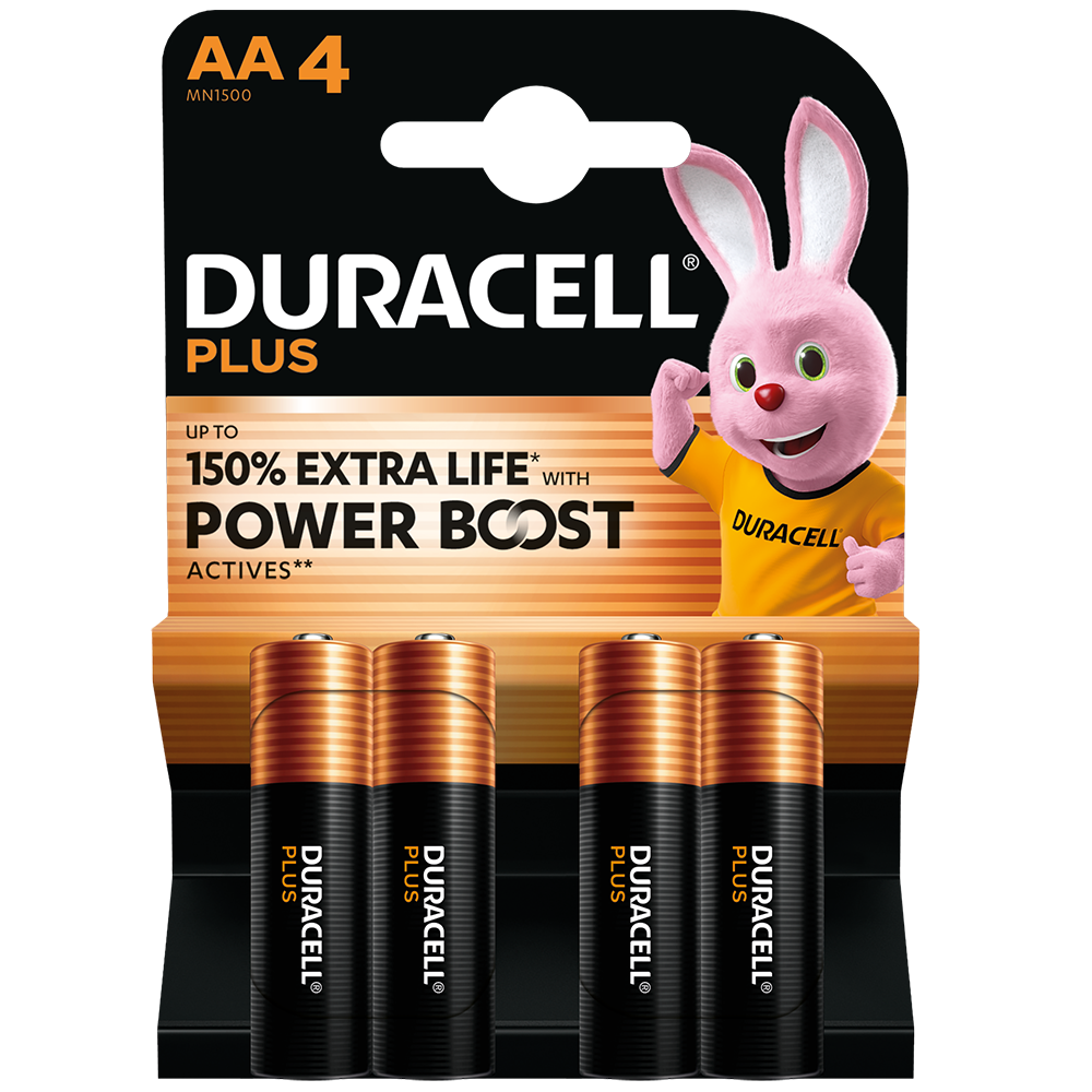 Duracell Plus AA LR6 Batteries 4 Pack