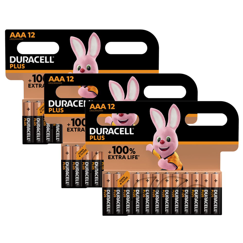 Duracell Plus AAA LR03 Batteries | 36 Pack