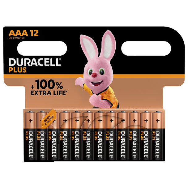 Duracell Plus AAA LR03 Batteries | 12 Pack