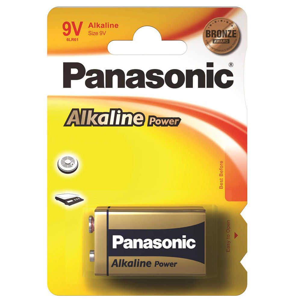 Panasonic Alkaline Power 9V PP3 6LR61 Battery - 1 Pack