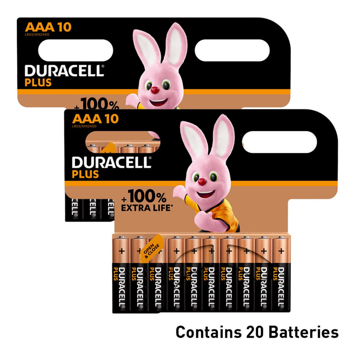 Duracell Plus AAA LR03 Batteries | 20 Pack